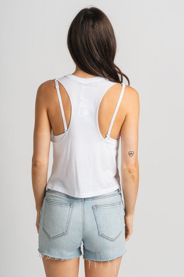 OU Boomer Sooner barcelony racerback tank top white | Trendy Tank Tops ...