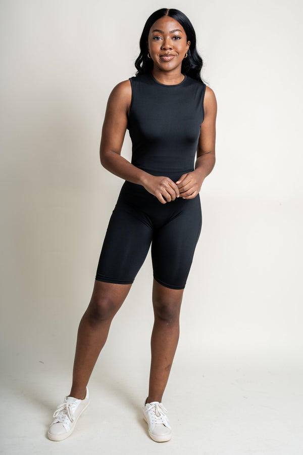 Zip back biker romper black | Trendy Rompers - Lush Fashion Lounge