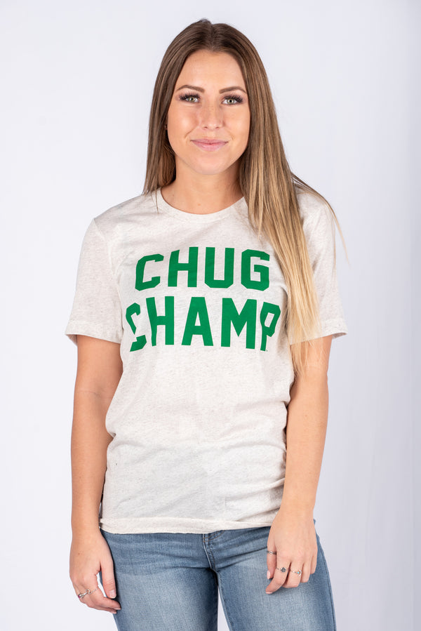 Chug Champ Unisex T-shirt Oatmeal | Trendy Graphic T-Shirts - Lush ...